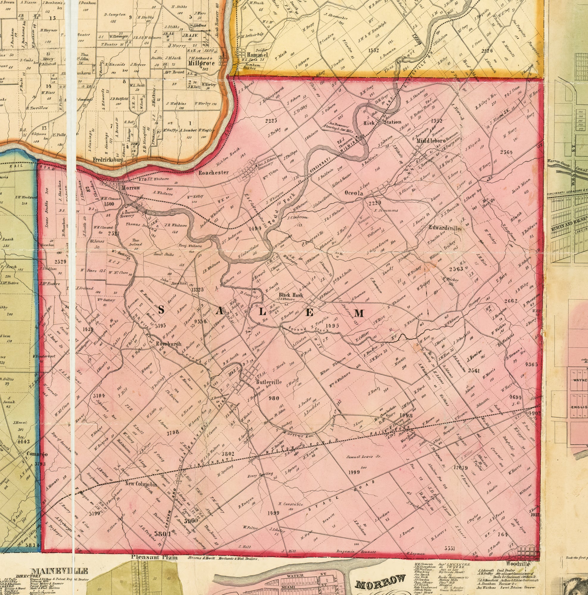 1856. Harlan Township, Warren County Map. – Blanchester Area Historical ...