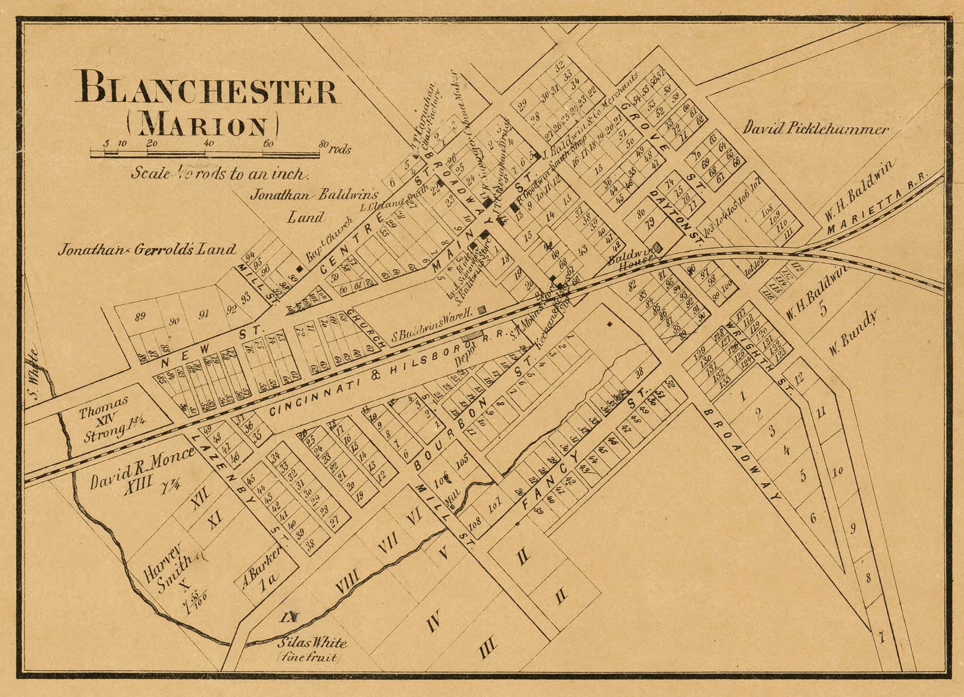 1859. Map of Blanchester, Marion Township. – Blanchester Area ...