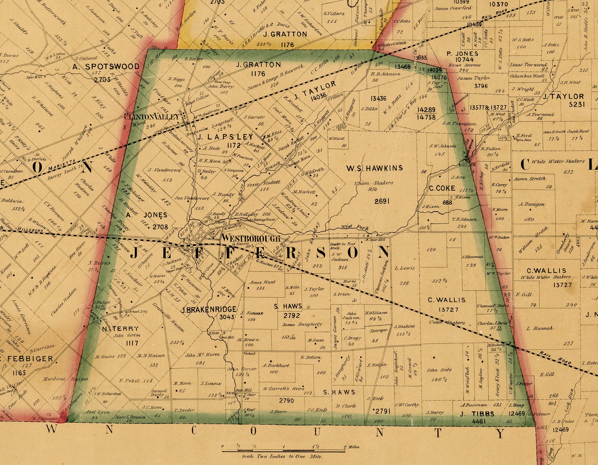 1859. Jefferson Township-Clinton County Map. – Blanchester Area ...