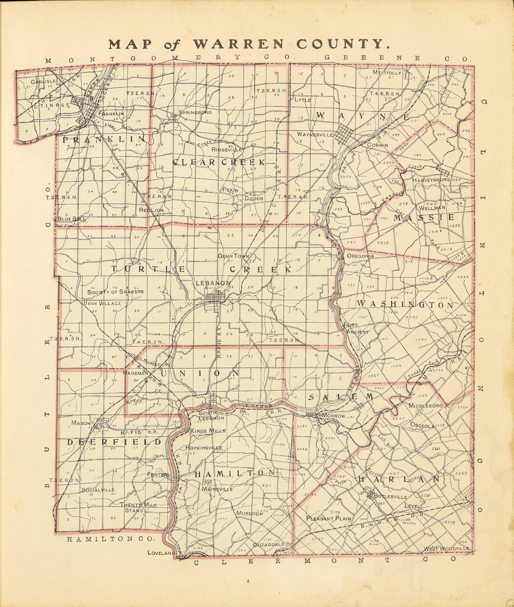 1903. Warren County Townships Map. – Blanchester Area Historical Society