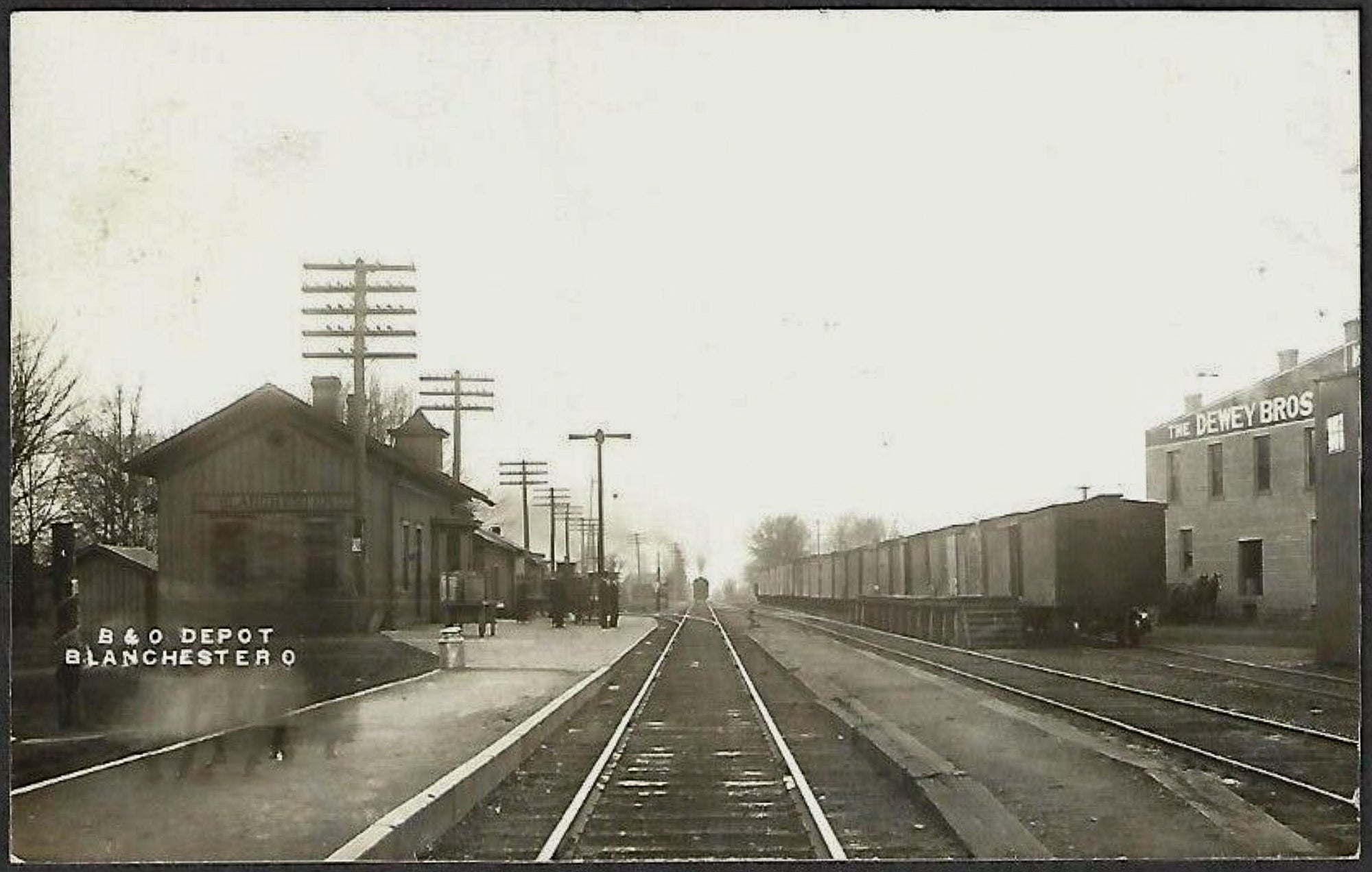 1910. B&O Railroad Depot and Dewey Brothers at Blanchester ...