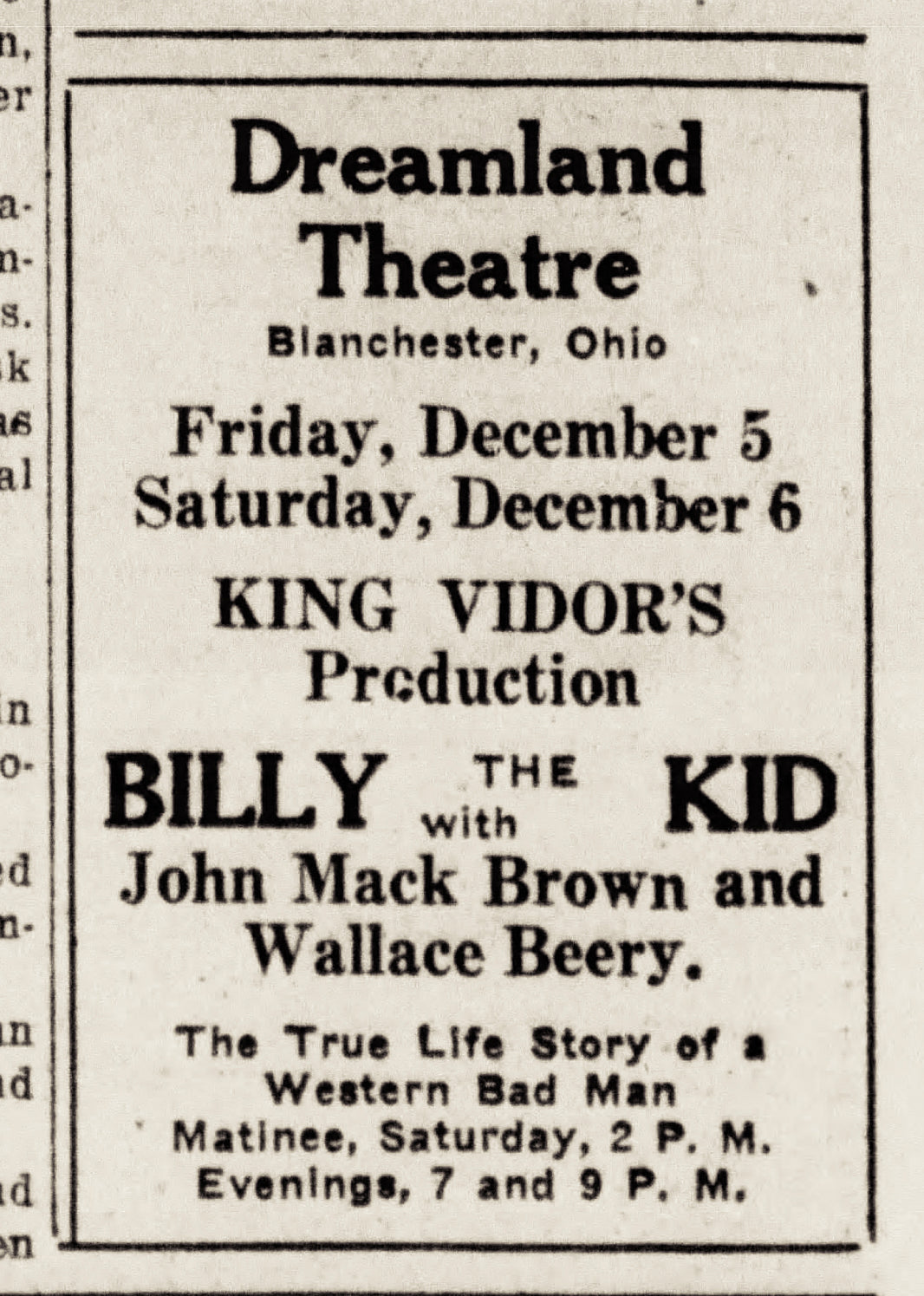 Dreamland Theatre – Blanchester Area Historical Society