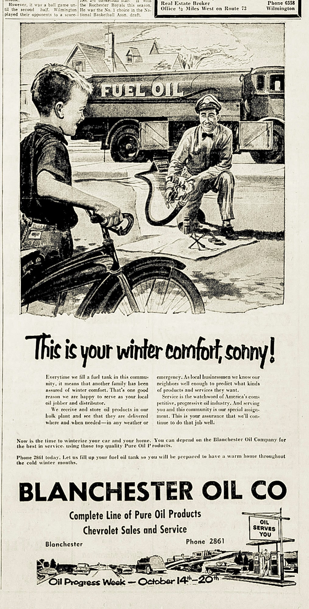 1956. Blanchester Oil Company ad. – Blanchester Area Historical Society