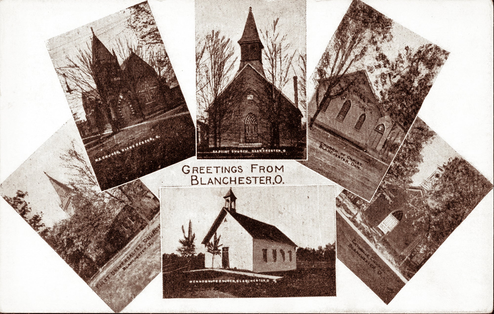 Churches of Blanchester postcard – Blanchester Area Historical Society