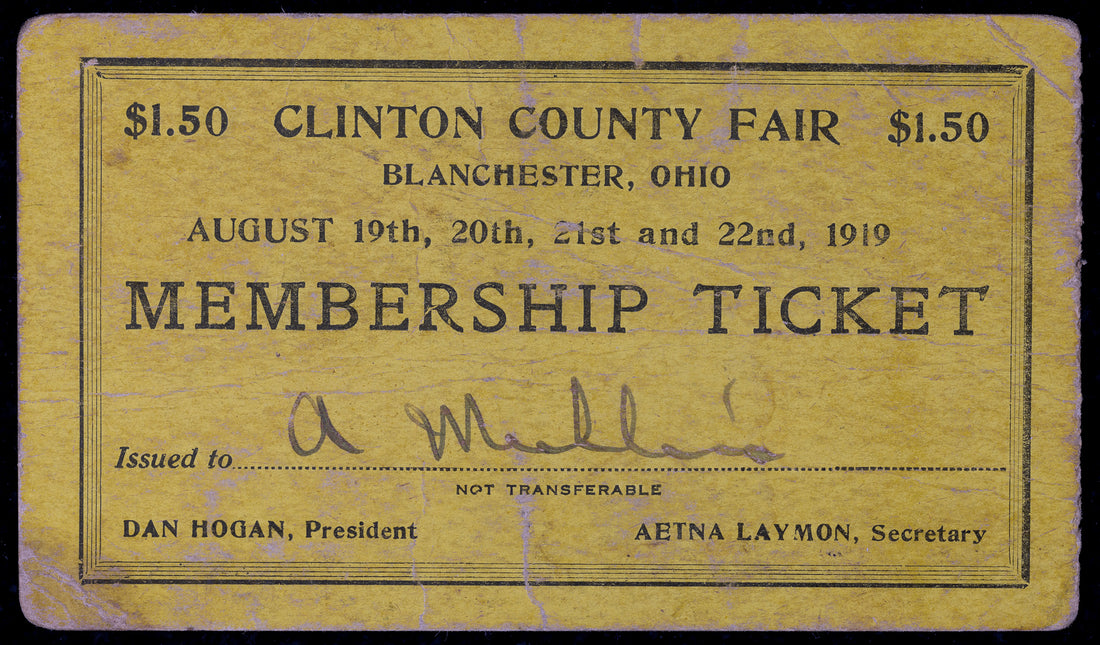 1919. Clinton County Fair Ticket. – Blanchester Area Historical Society