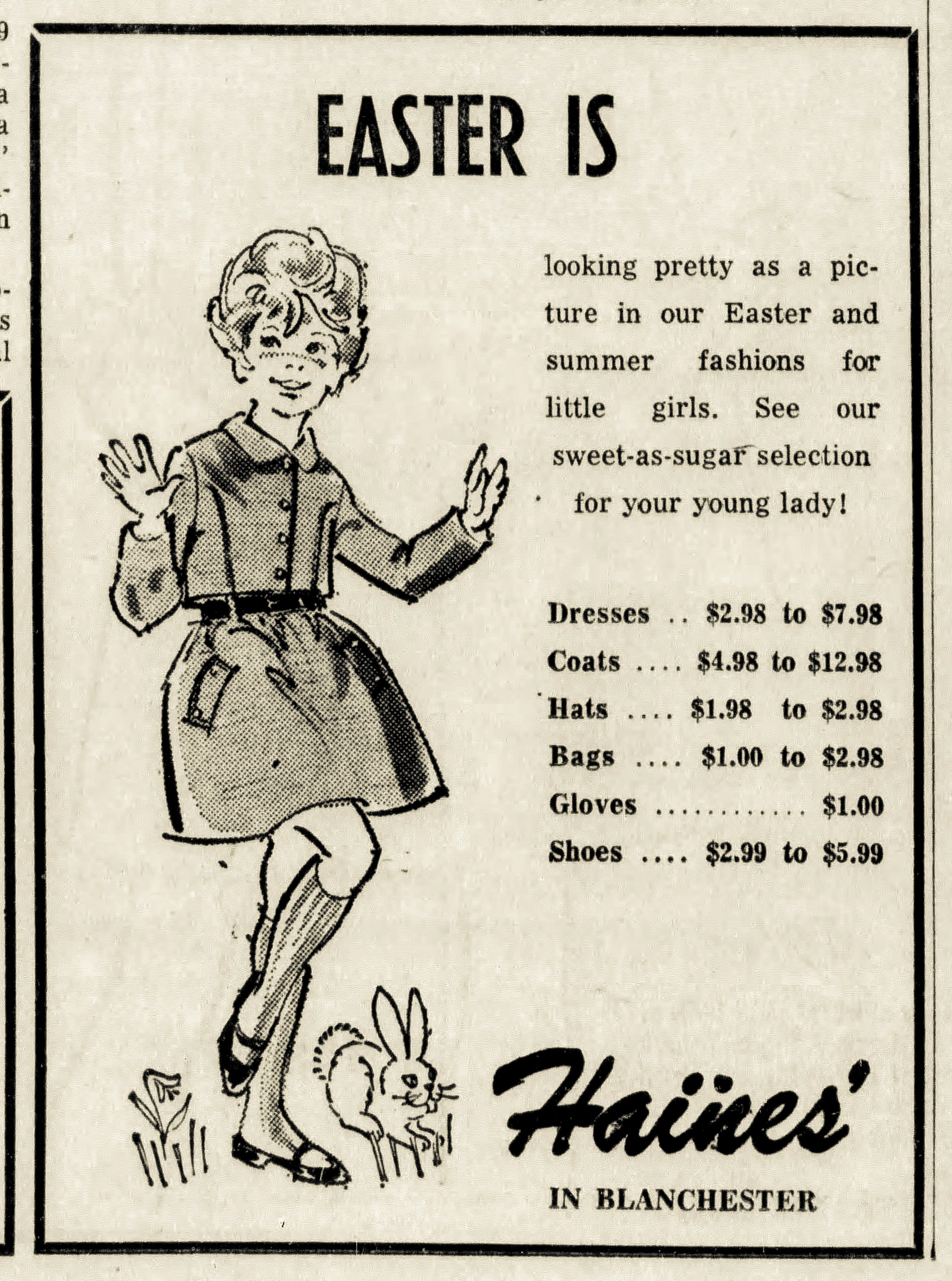 1968. Haines Easter ad. – Blanchester Area Historical Society