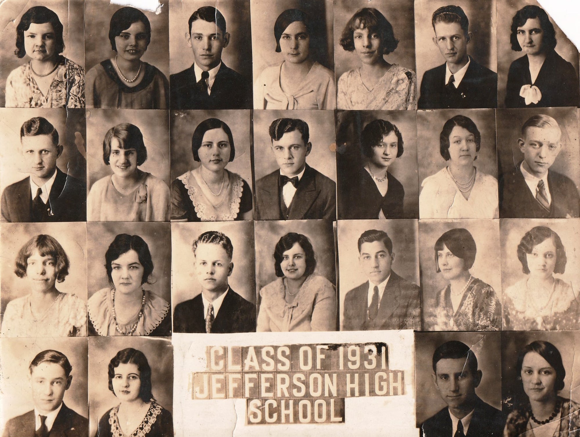Jefferson High School 1931 Class Photo. – Blanchester Area Historical ...