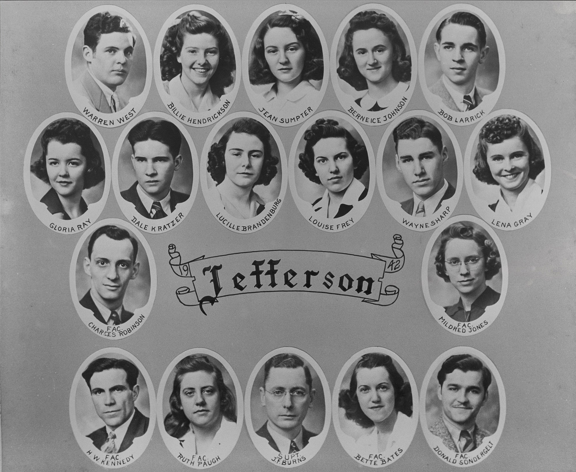 Jefferson High School 1942 Class Photo. – Blanchester Area Historical ...