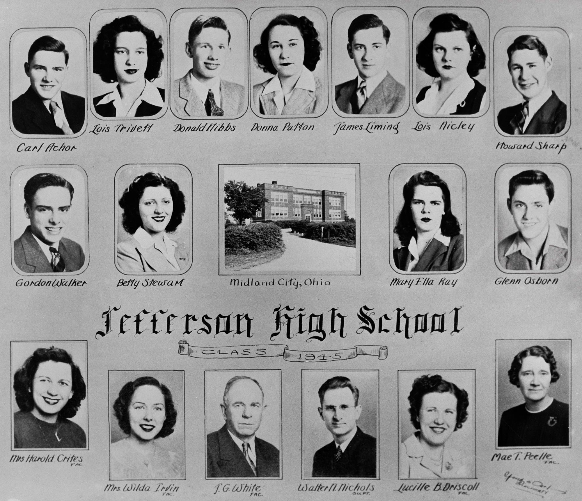 Jefferson High School 1945 Class Photo. – Blanchester Area Historical ...