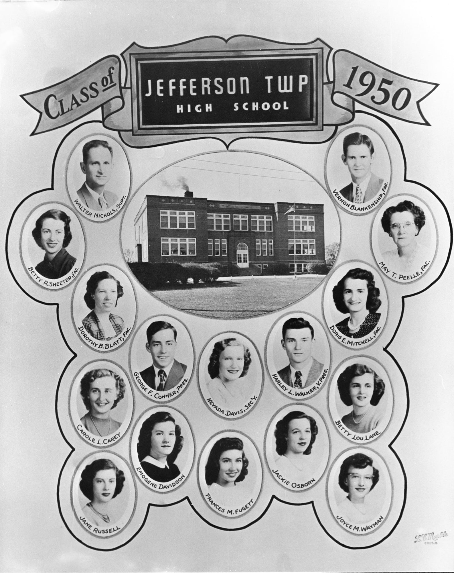 Jefferson High School 1950 Class Photo. – Blanchester Area Historical ...