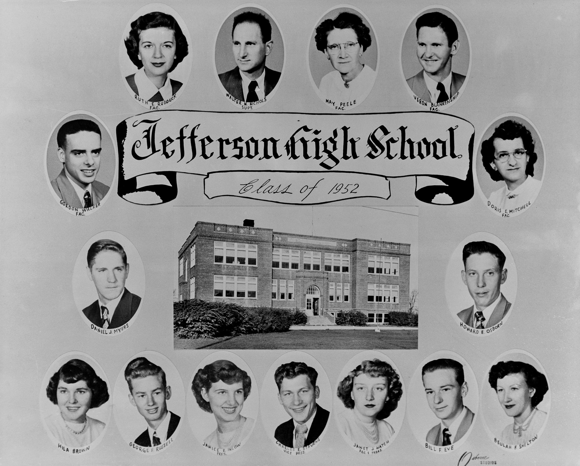 Jefferson High School 1952 Class Photo. – Blanchester Area Historical ...