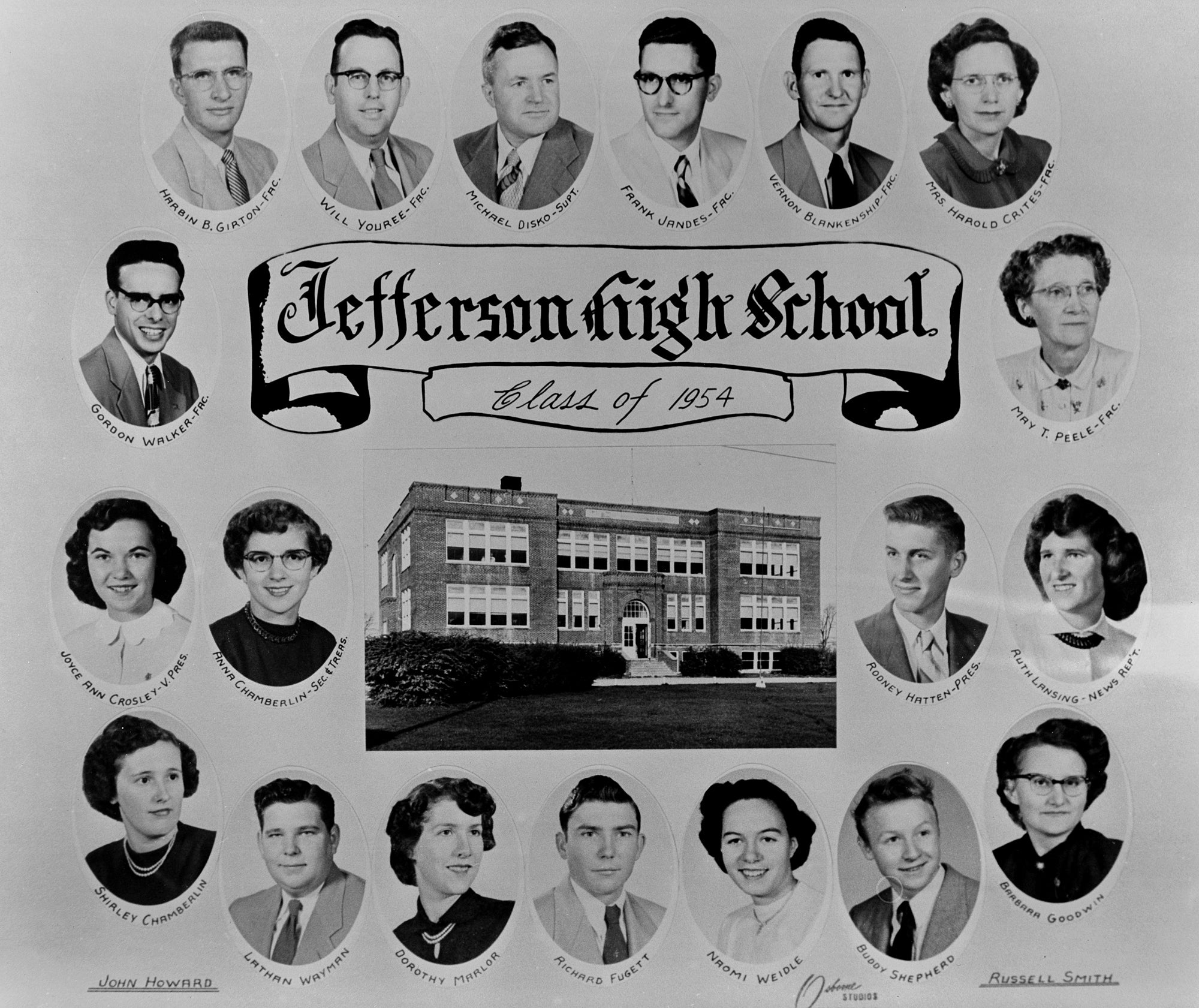 Jefferson High School 1954 Class Photo. – Blanchester Area Historical ...