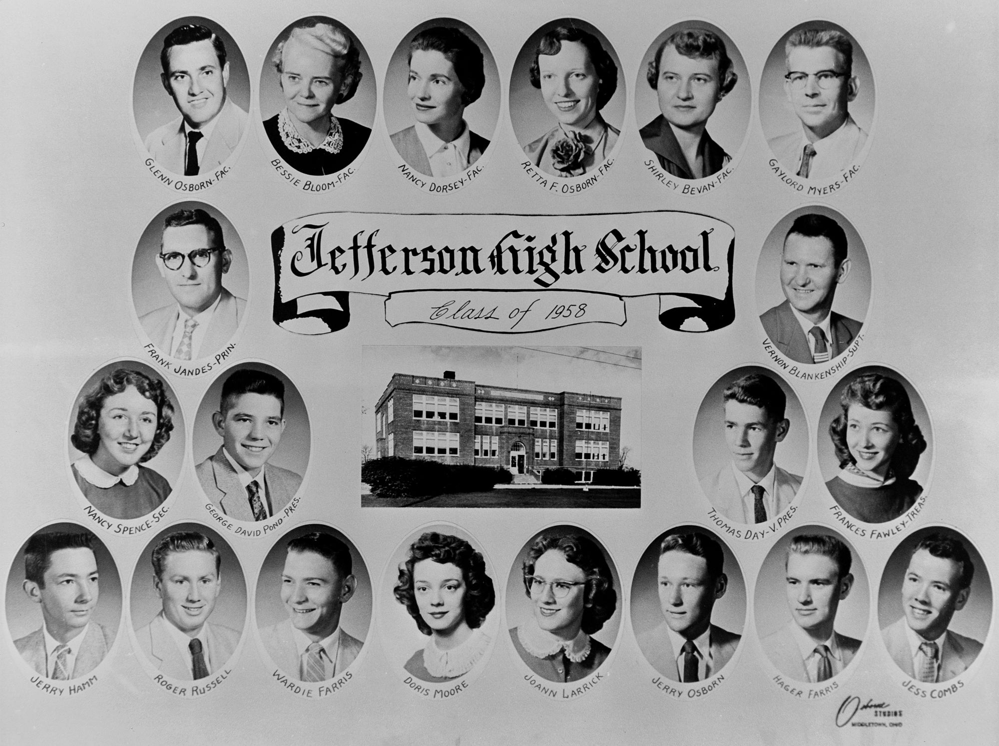 Jefferson High School 1958 Class Photo. – Blanchester Area Historical ...