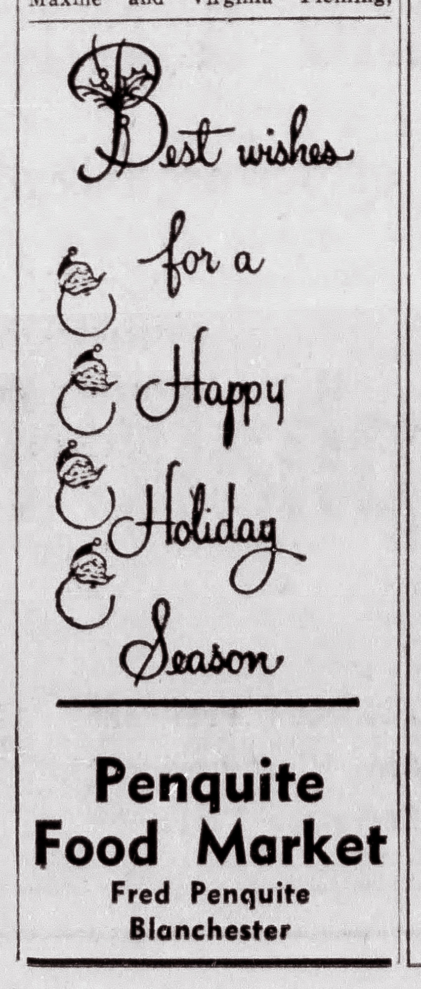 1954. Penquite's Meat Market Christmas Ad. – Blanchester Area ...