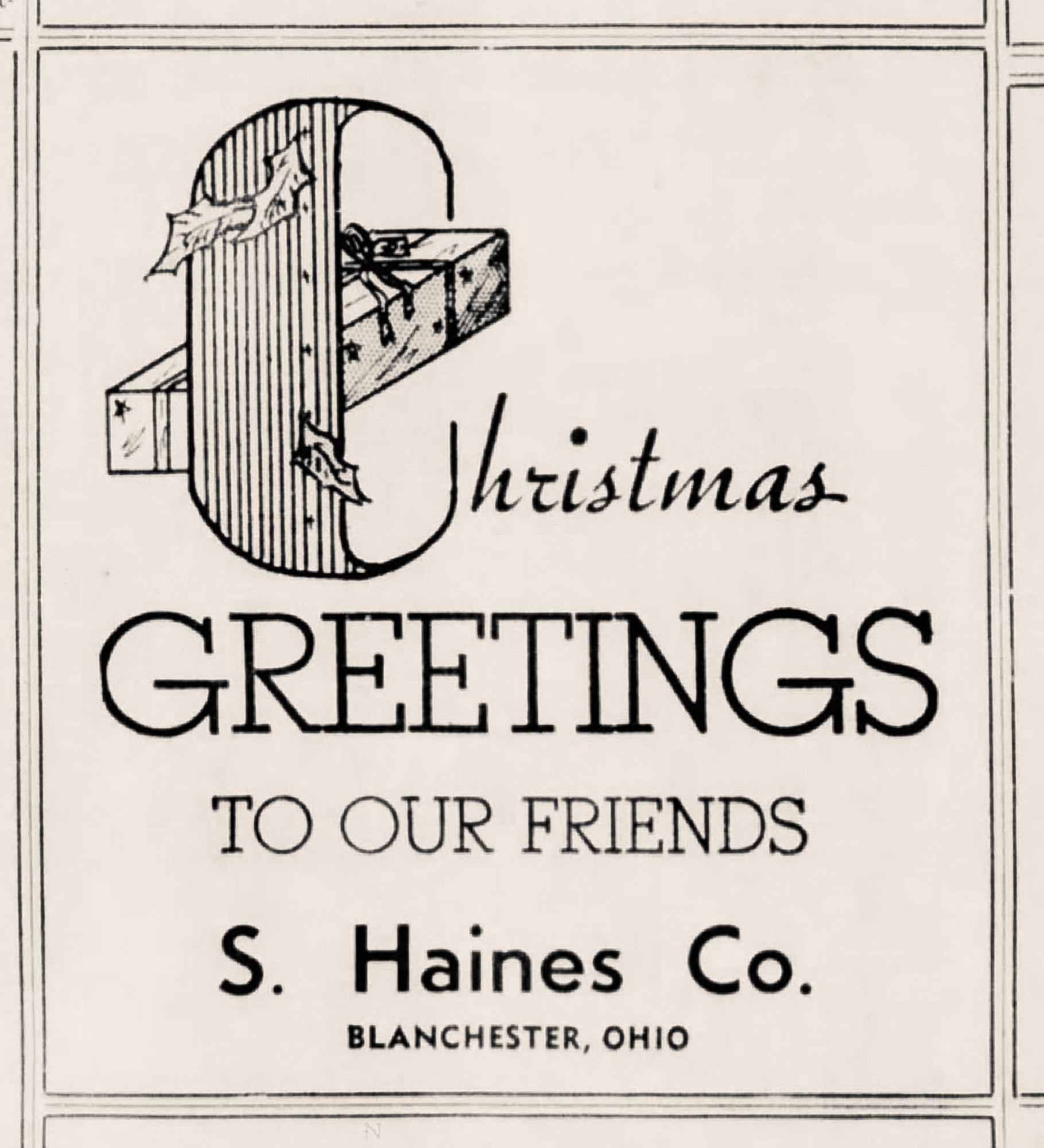 1946. S. Haines & Company Christmas ad. – Blanchester Area Historical ...