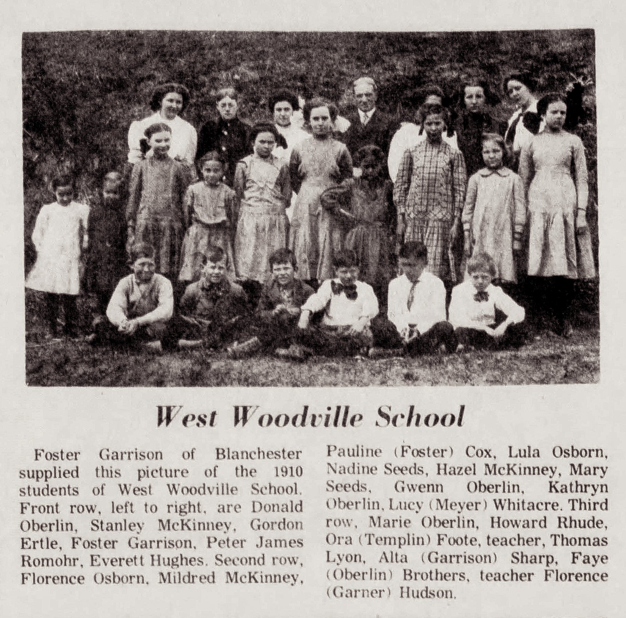 1910. West Woodville School Students. – Blanchester Area Historical Society